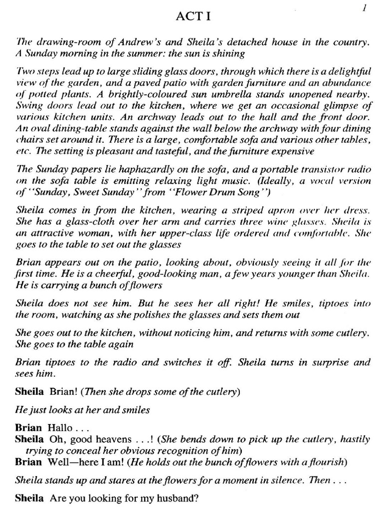 Look Who's Talking - Derek Benfield Play Script Act 1 PT A PDF | PDF