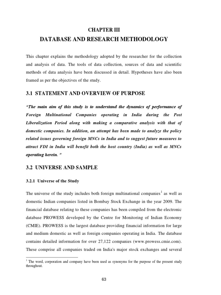 Database and Research Methodology: 3.2.1 Universe of The Study | PDF ...