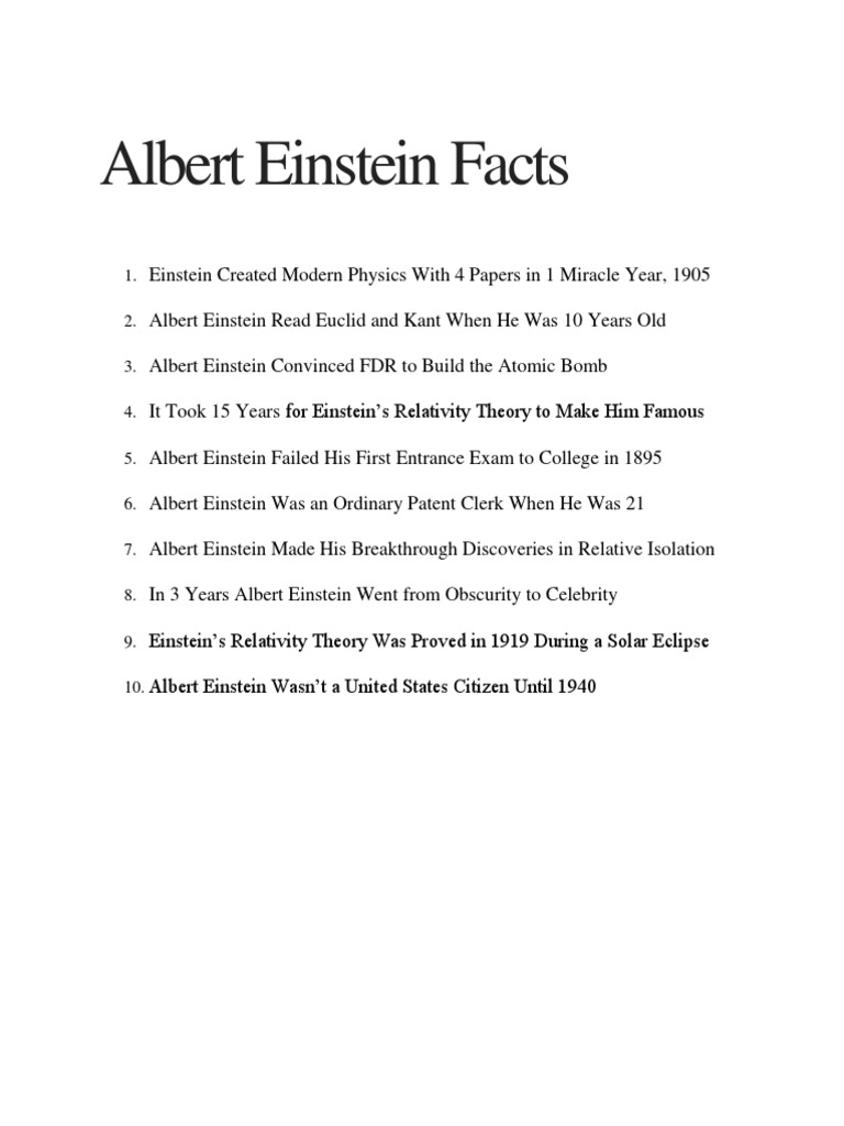Albert Einstein Facts | PDF