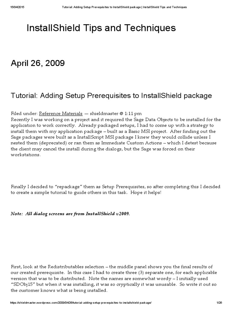 Tutorial - Adding Setup Prerequisites To InstallShield Package ...