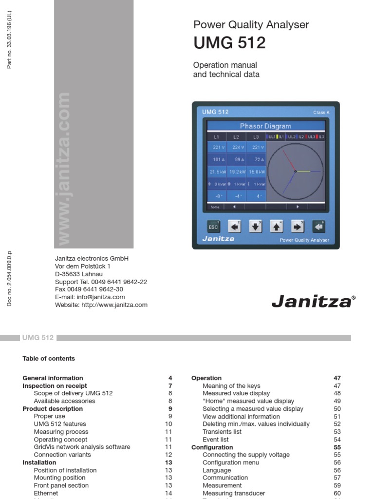 Janitza Manual UMG512 UL en | PDF | Mains Electricity | Electromagnetism