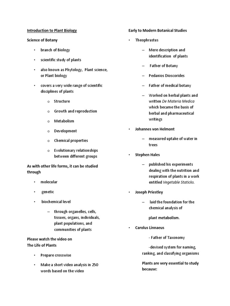 Introduction to Plant Biology Basics | PDF | Tissue (Biology) | Botany