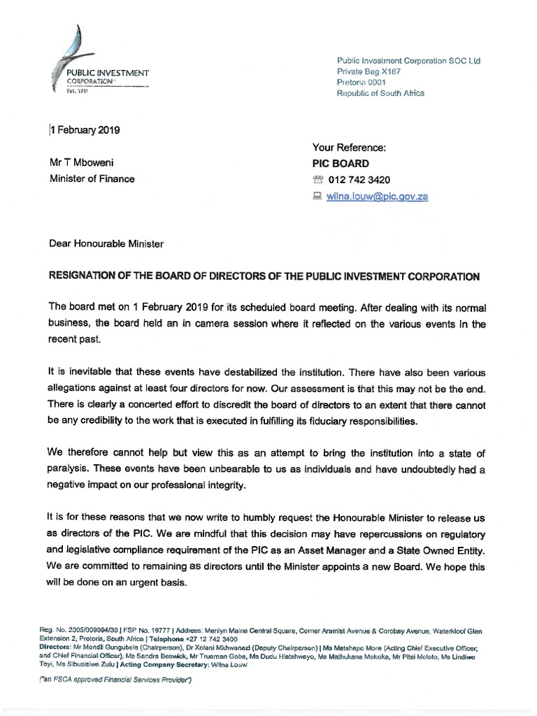 Bedankingsbrief Van OBK-direksie