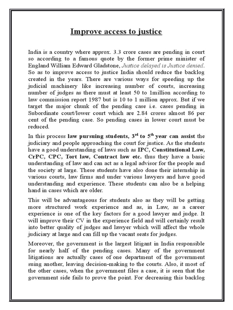 A Proposal For Reducing Backlog of Cases in India | PDF | Judge ...