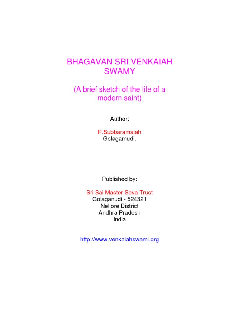 Life and Legacy of Venkaiah Swamy | PDF | Bhagavata Purana | Prayer