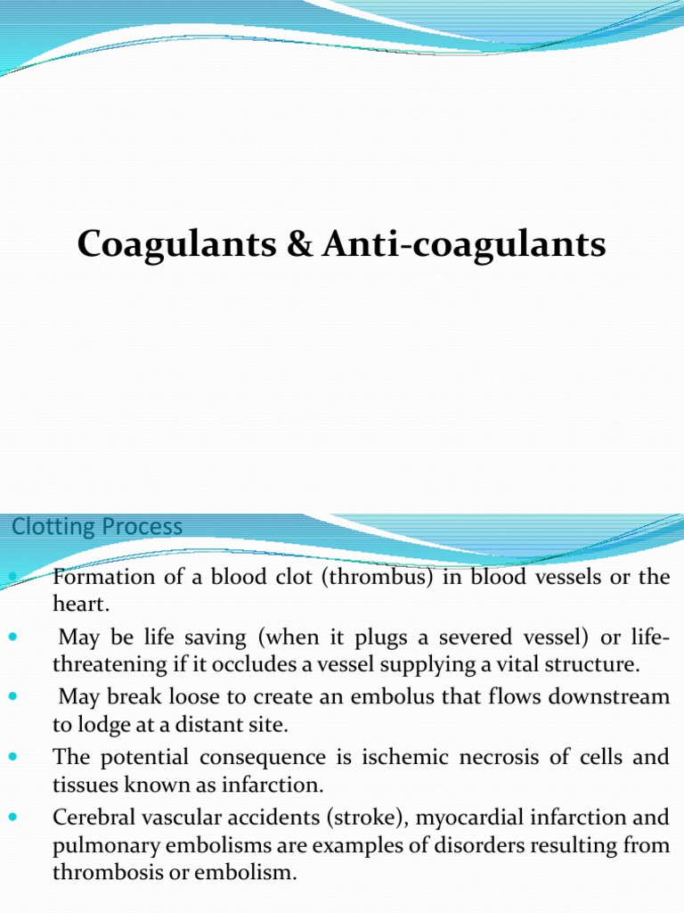 anticoagulants 2019.ppt | Coagulation | Thrombus