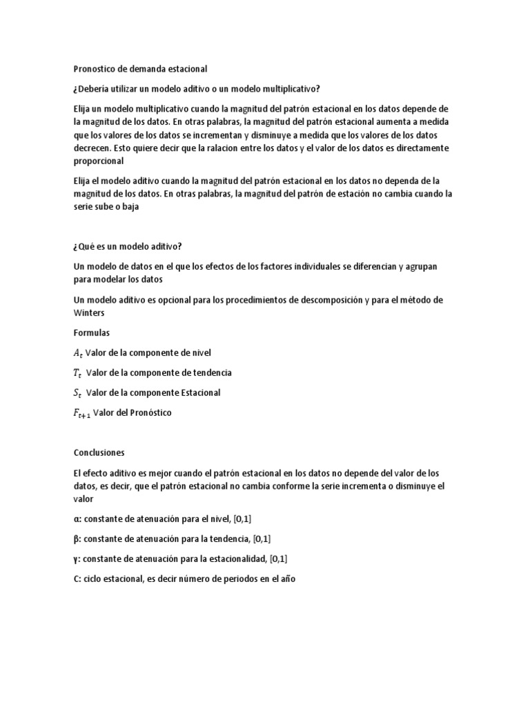 Pronostico de Demanda Estacional PDF | PDF | Enseñanza de matemática ...