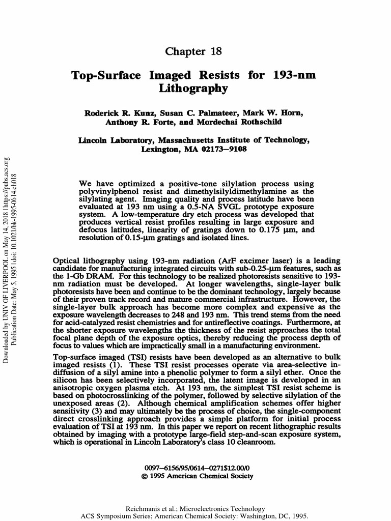 Top-Surface Imaged Resists For 193-nm Lithography | PDF ...
