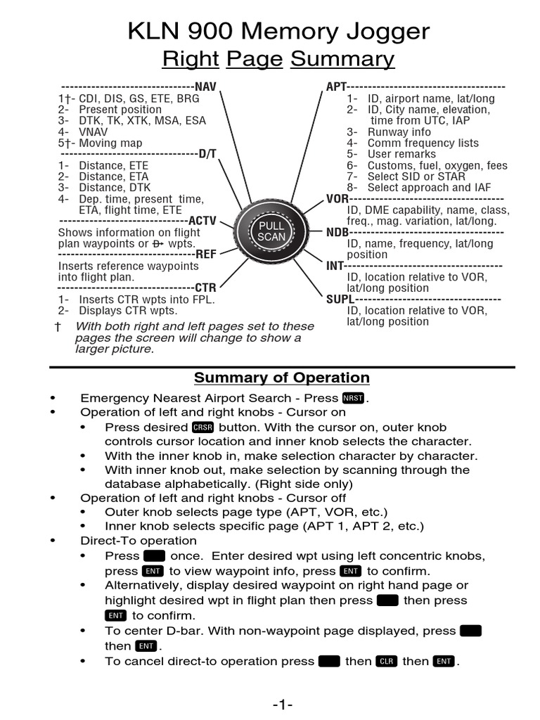 KLN900 Memory Jogger | PDF | Global Positioning System | Aviation