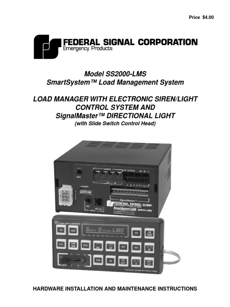Model Ss2000-Lms Smartsystem™ Load Management System Load Manager With ...