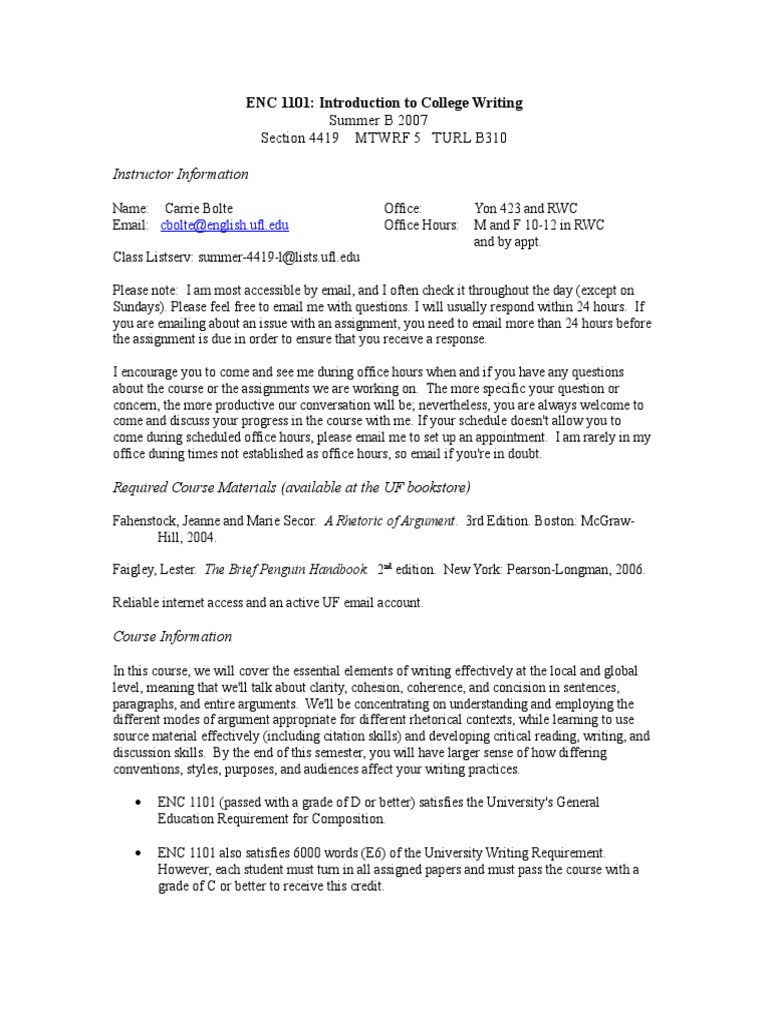 Introduction To College Writing Curriculum | PDF | Homework | Plagiarism