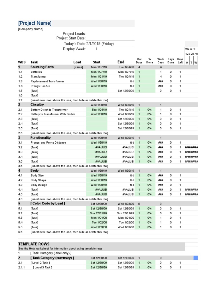 (Project Name) : Project Leads: Project Start Date: Today's Date: 2/1 ...