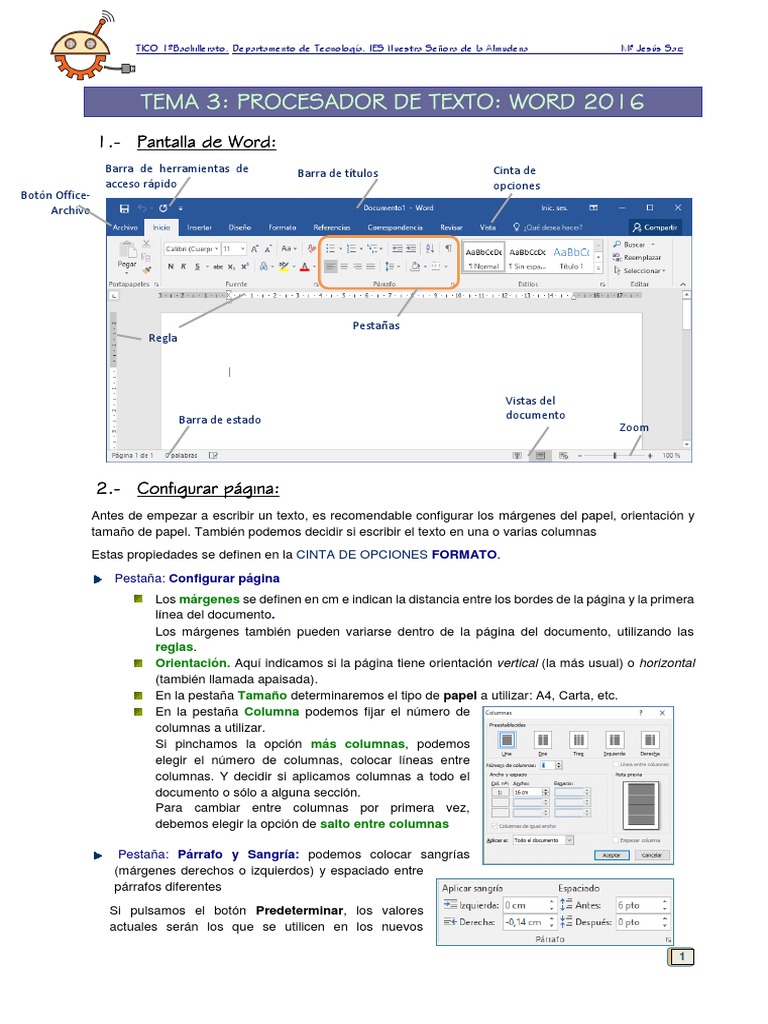 Guía de Word 2016: Configuración y Formato | PDF | Archivo de ...