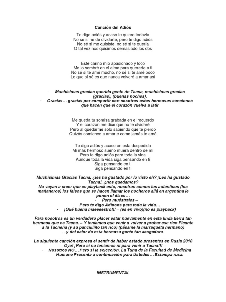 Canción Del Adiós | PDF | Ocio