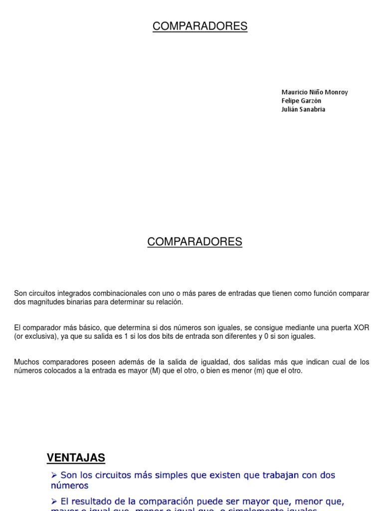 Comparadores | PDF | Métodos y materiales de enseñanza | Informática