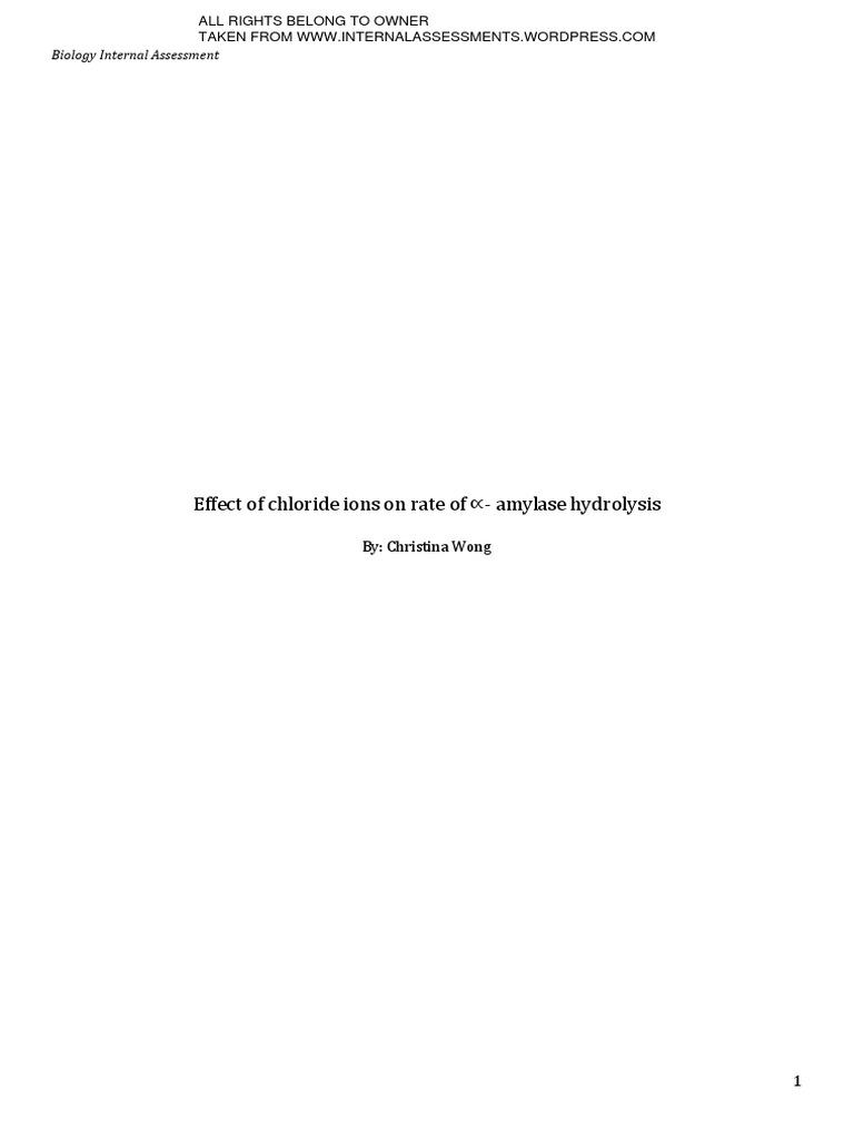 WM Christina Wongs Biology Ia Final Draft Watermark | PDF | Enzyme | Spectrophotometry