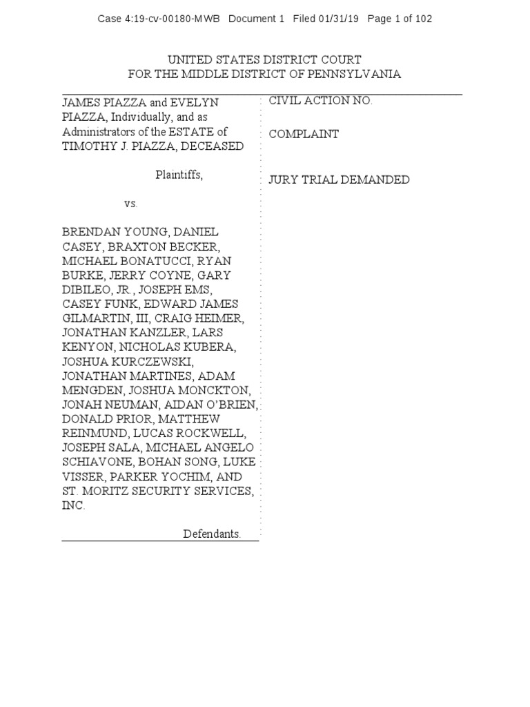 Timothy Piazza Wrongful Death Case | PDF | Fraternities And Sororities ...