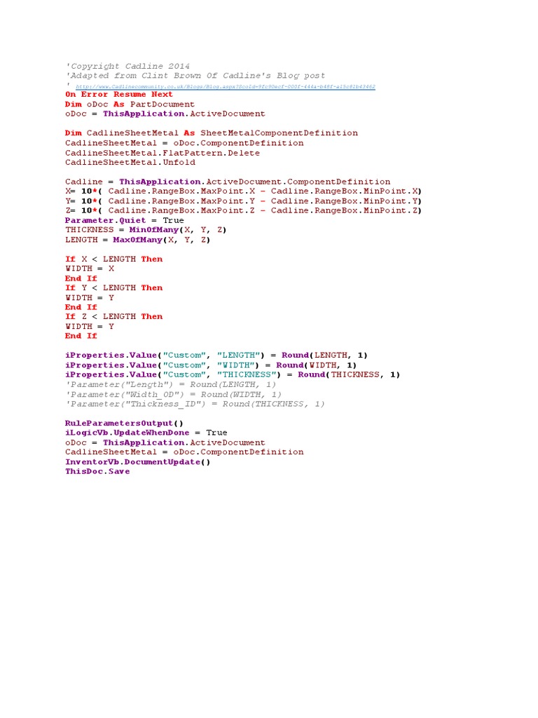Cadline ILogic Sheet Metal Extents | PDF