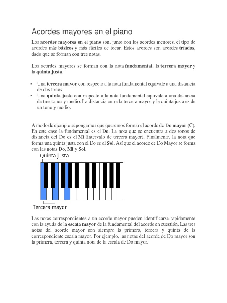 Acordes Mayores en El Piano | PDF | Acorde (Música) | Escala (música)