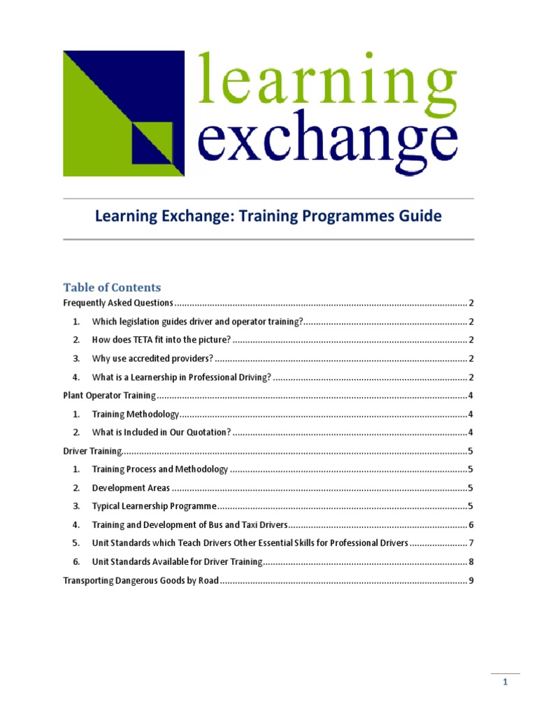 Learning Exchange Training Programmes Guide PDF (2018!08!27 04-20-05 ...