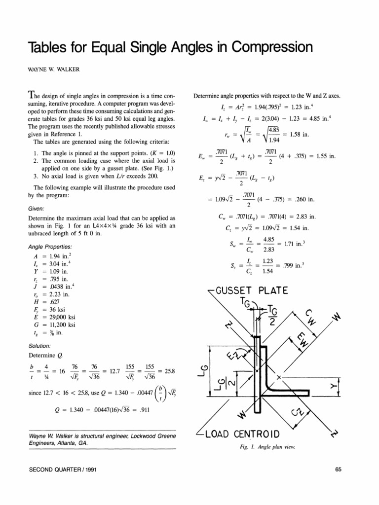 Single Angle Compression Tables | PDF | Solid Mechanics | Applied And ...