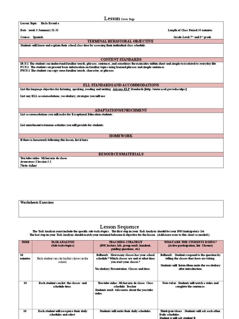 Mi Horario de Clases en Español | PDF | Question | Teaching