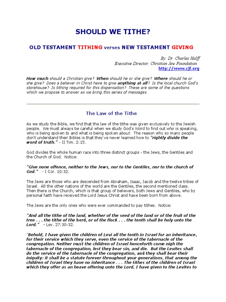 Should We Tithe?: Old Testament New Testament | PDF | Tithe | Gentile