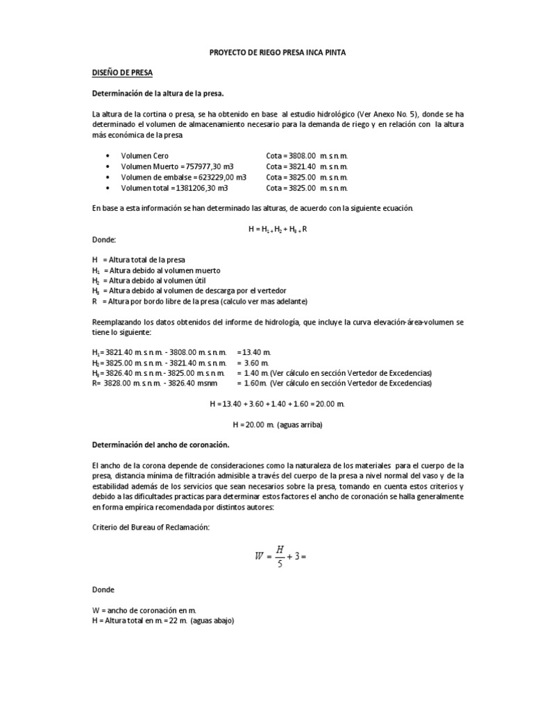 03 Ingenieria Del Proyecto | PDF | Represa | Reservorio