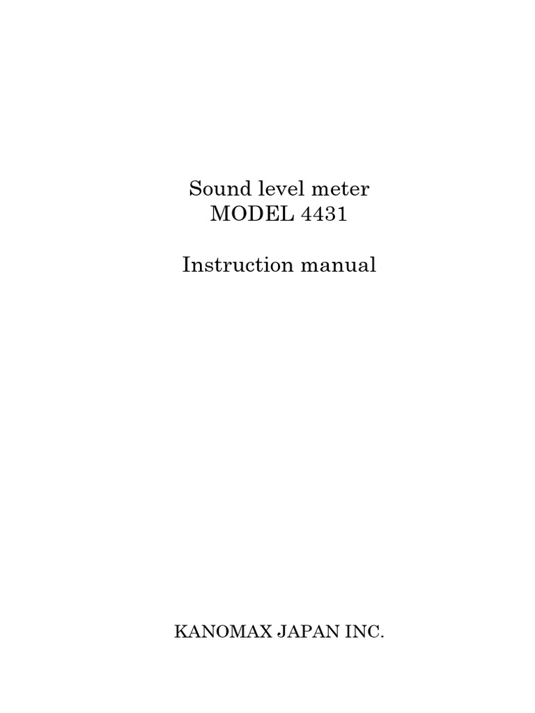 Sound Level Meter 4431 - Manual | PDF | Electrical Connector | Microphone