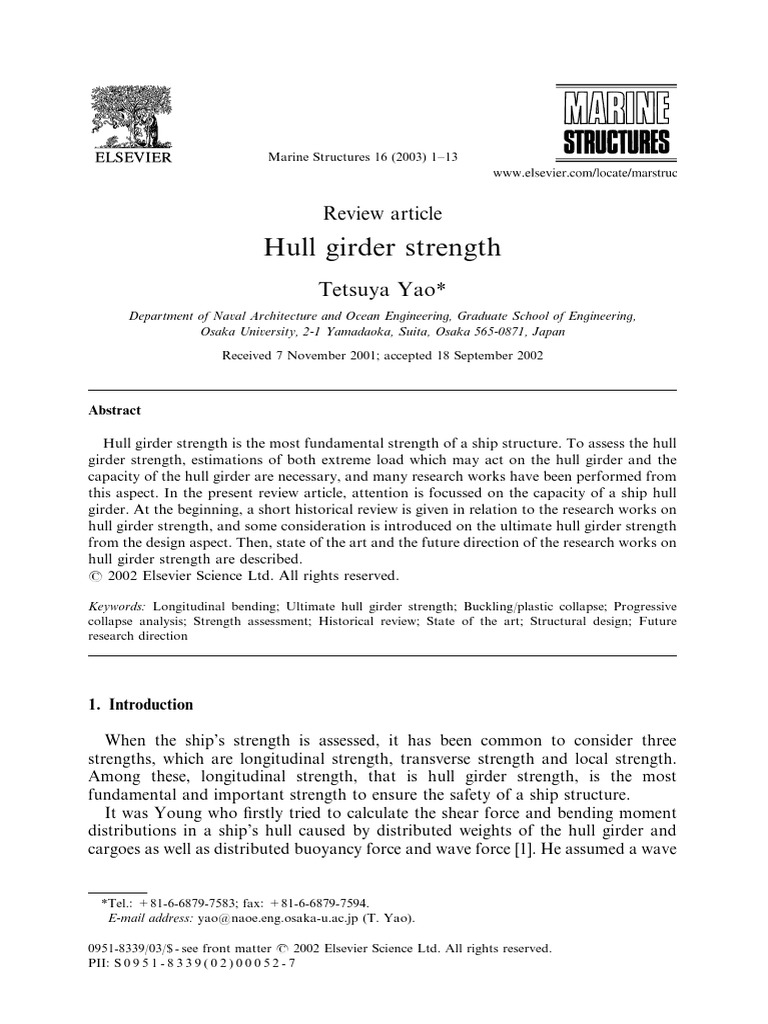 Hull Girder Strength PDF | PDF | Strength Of Materials | Bending