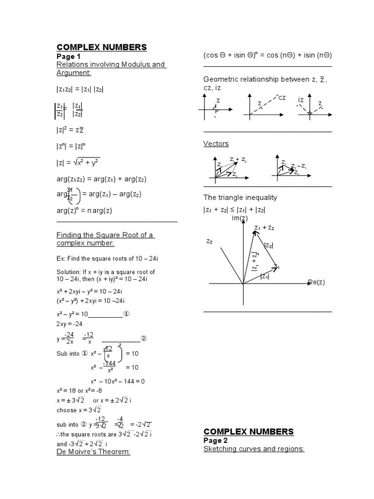 Geometric Representations of Complex Numbers and Their Operations | PDF ...