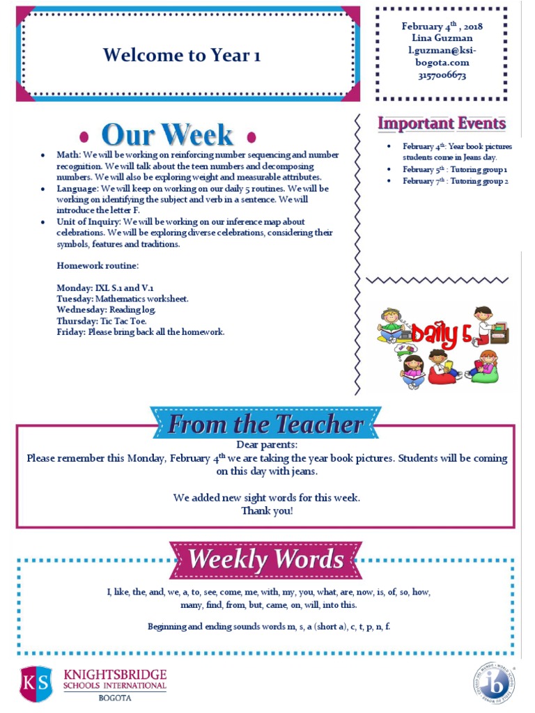 Weekly Newsletter February 4th | PDF | Language Arts & Discipline