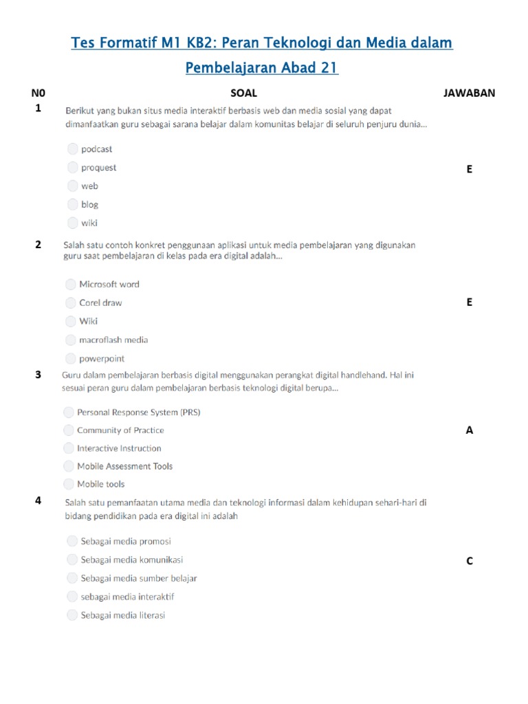 Tes Formatif M1 KB2 | PDF