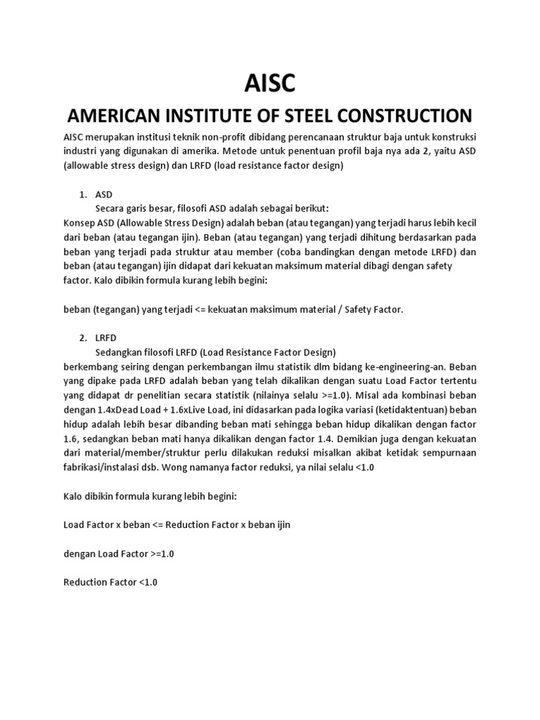 Perbandingan LRFD Dan WSD AISC | PDF | Teknologi & Rekayasa