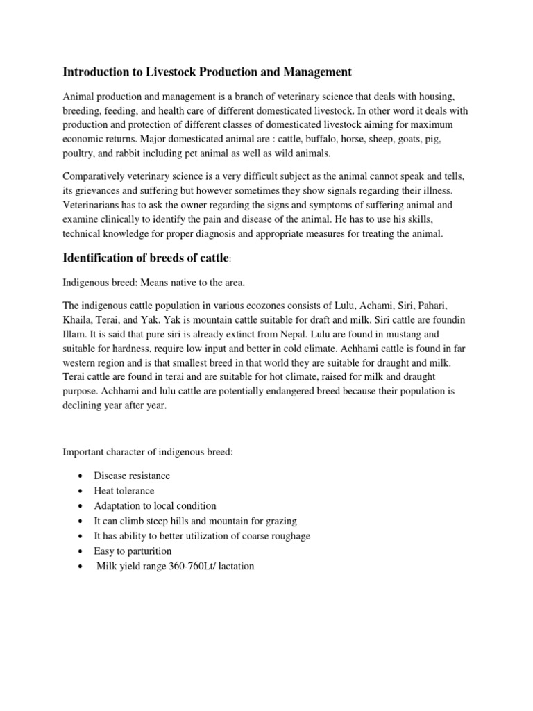 Introduction To Livestock Production and Management | PDF | Cattle ...