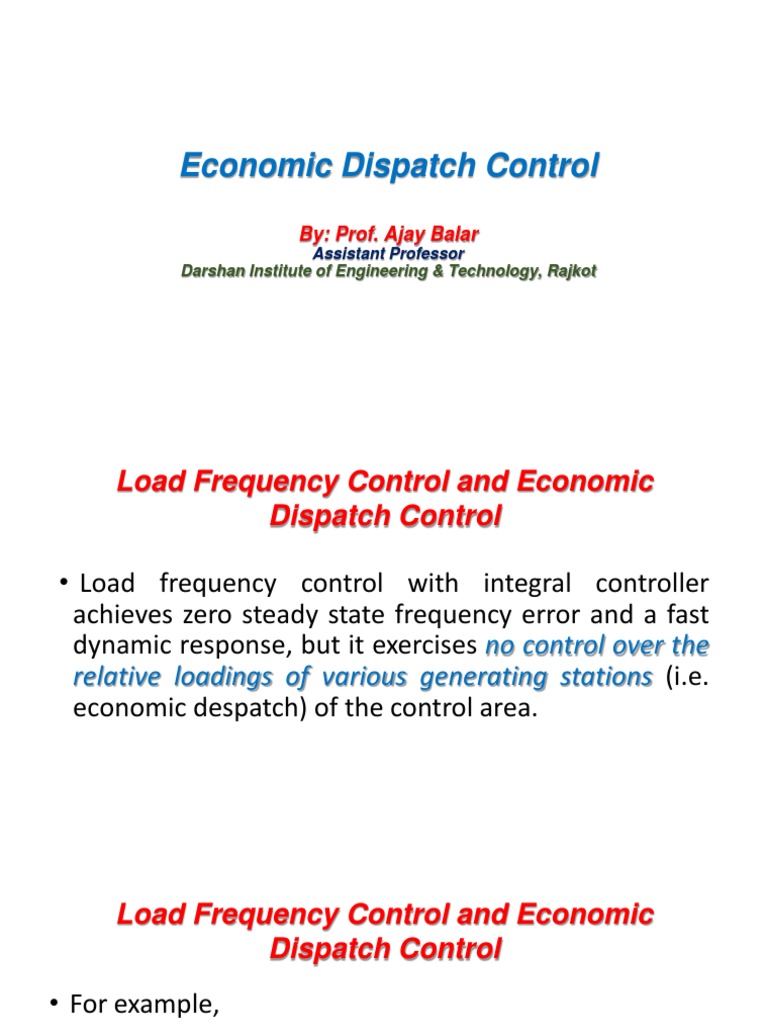 3.PSOC - Economic Load Despatch | PDF | Frequency | Systems Theory