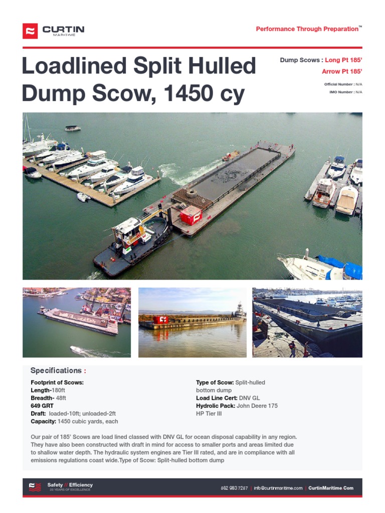 Loadlined Split Hulled Dump Scow, 1450 Cy: Specifications | PDF