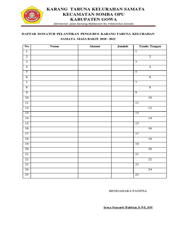 Contoh Lembar Donatur | PDF