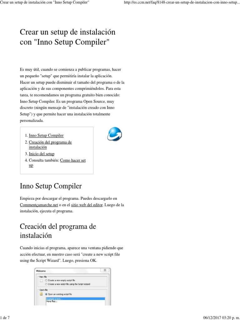 Crear Un Setup De Instalación Con Inno Setup Compiler Pdf Archivo