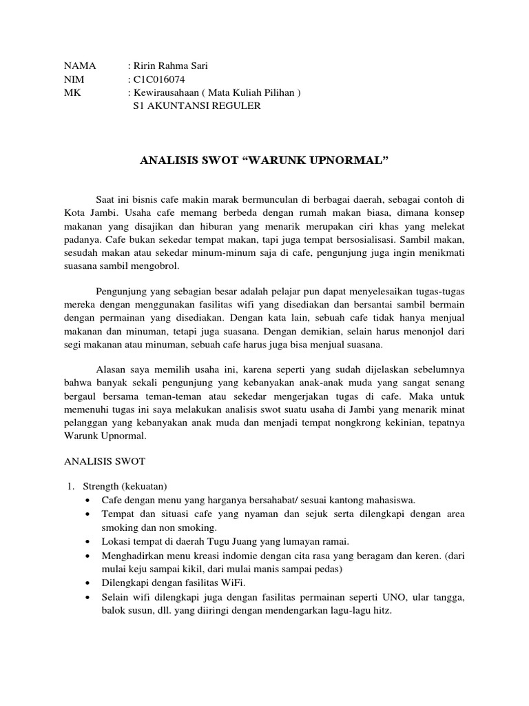 Analisis Swot Kwu | PDF