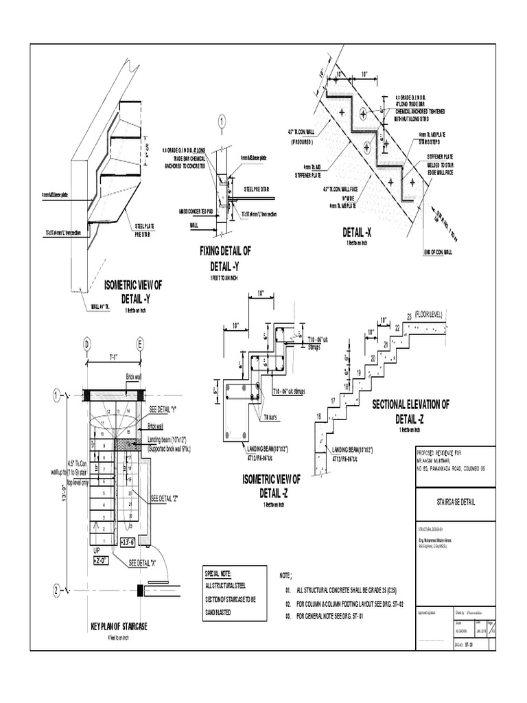 Detail - X Detail - Y Isometric View of Fixing Detail Of: Key Plan of ...