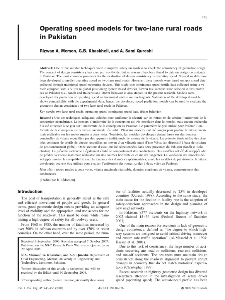 Operating Speed Model For Two Lane Rural Roads | PDF | Traffic ...