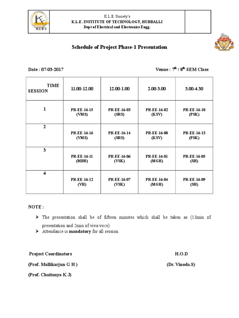 Phase 1 Schedule | PDF