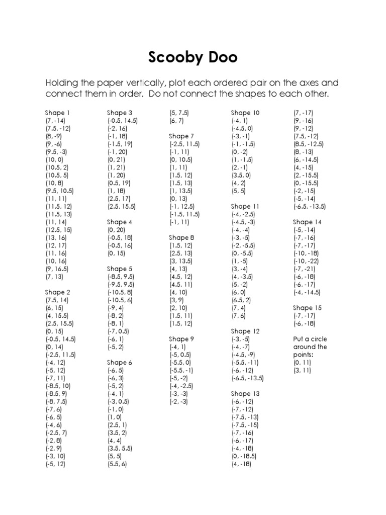 Coordinate Graphing Picture Scoobydoo | PDF | Discrete Mathematics ...