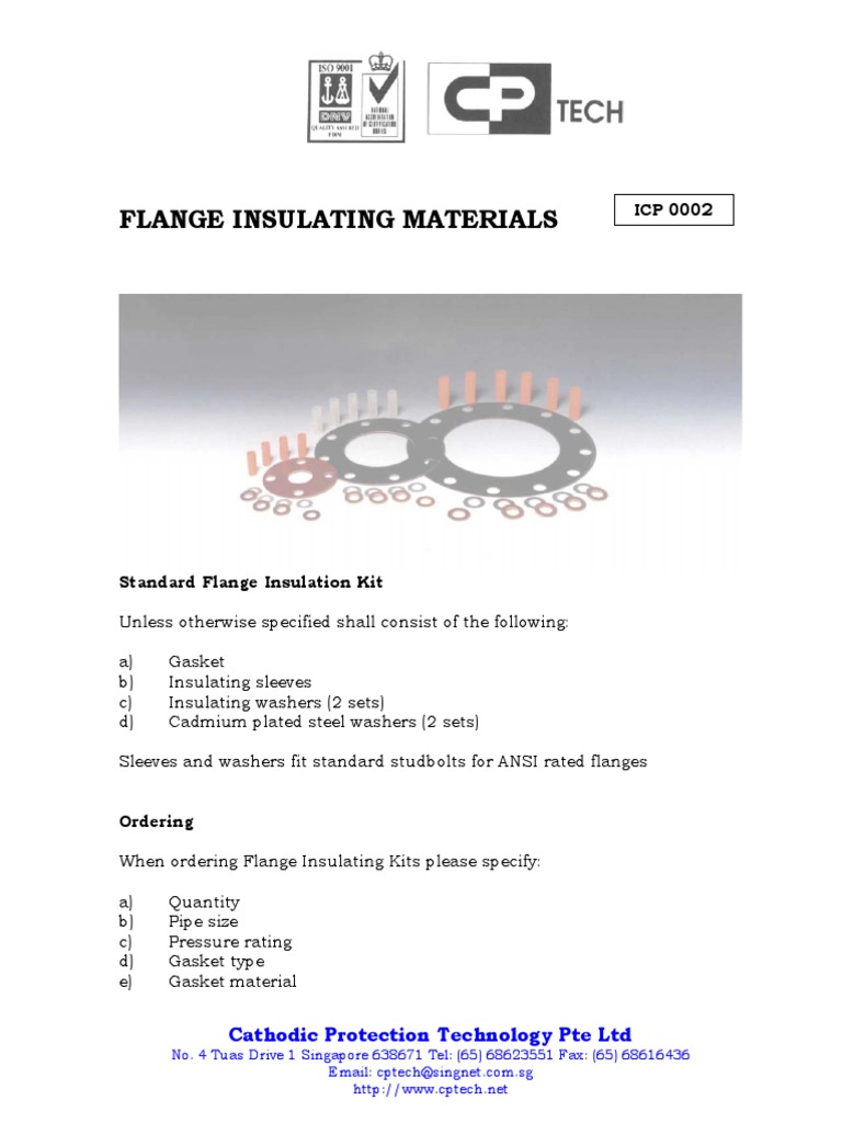 Flange Insulating Materials: Cathodic Protection Technology Pte LTD ...
