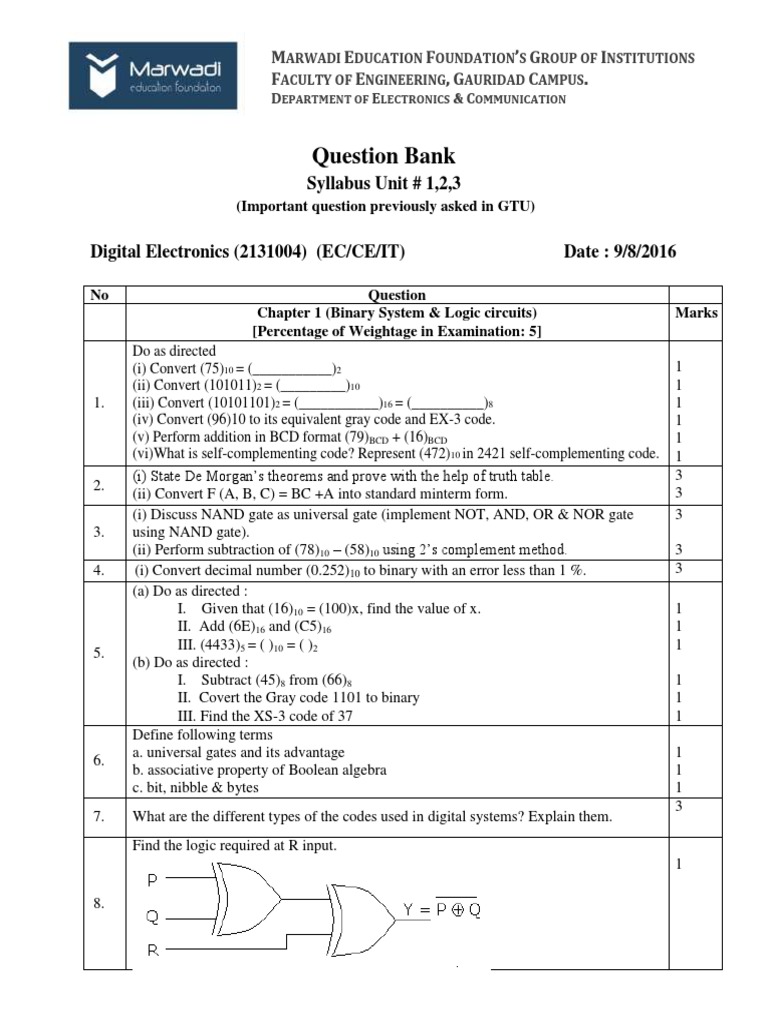 Self-Complementing Code in Digital Electronics | PDF | Binary Coded ...