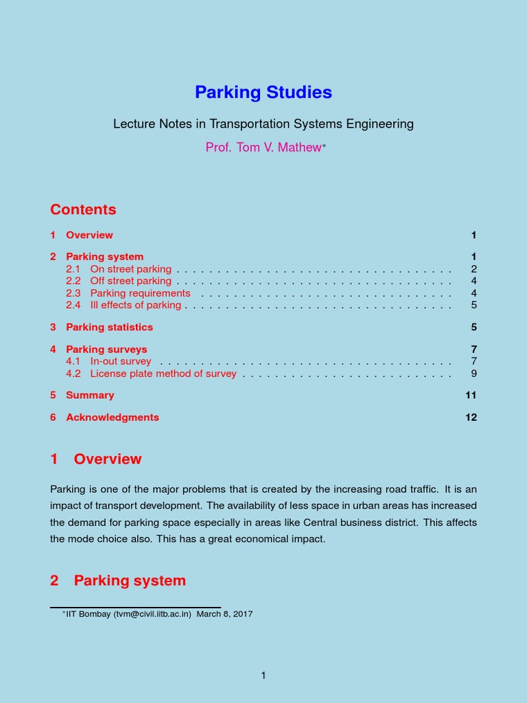 Parking Studies | PDF | Parking | Parking Lot