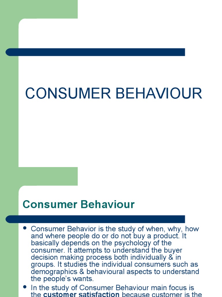 Understanding Consumer Behavior | PDF | Market Segmentation | Consumer Behaviour