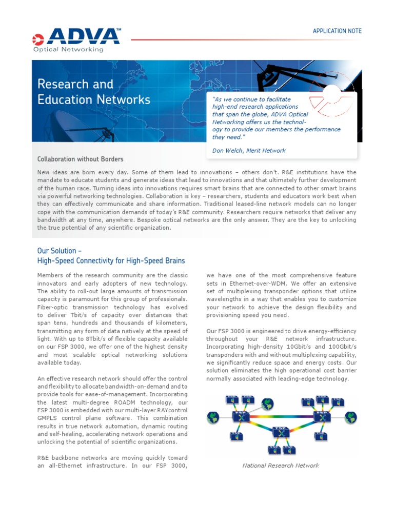 Application Note: Research and Education Networks | PDF | Wavelength Division Multiplexing ...