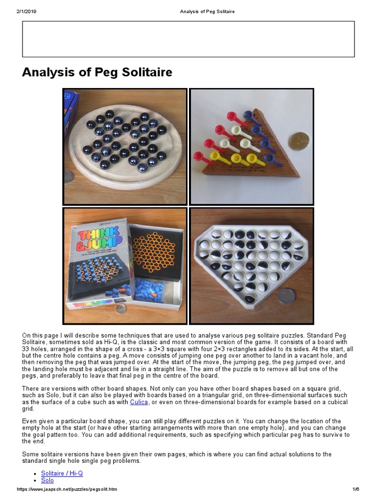 Peg Solitaire | PDF | Mathematical Concepts | Teaching Mathematics